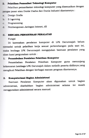 Contoh Proposal LPK Darunnajah